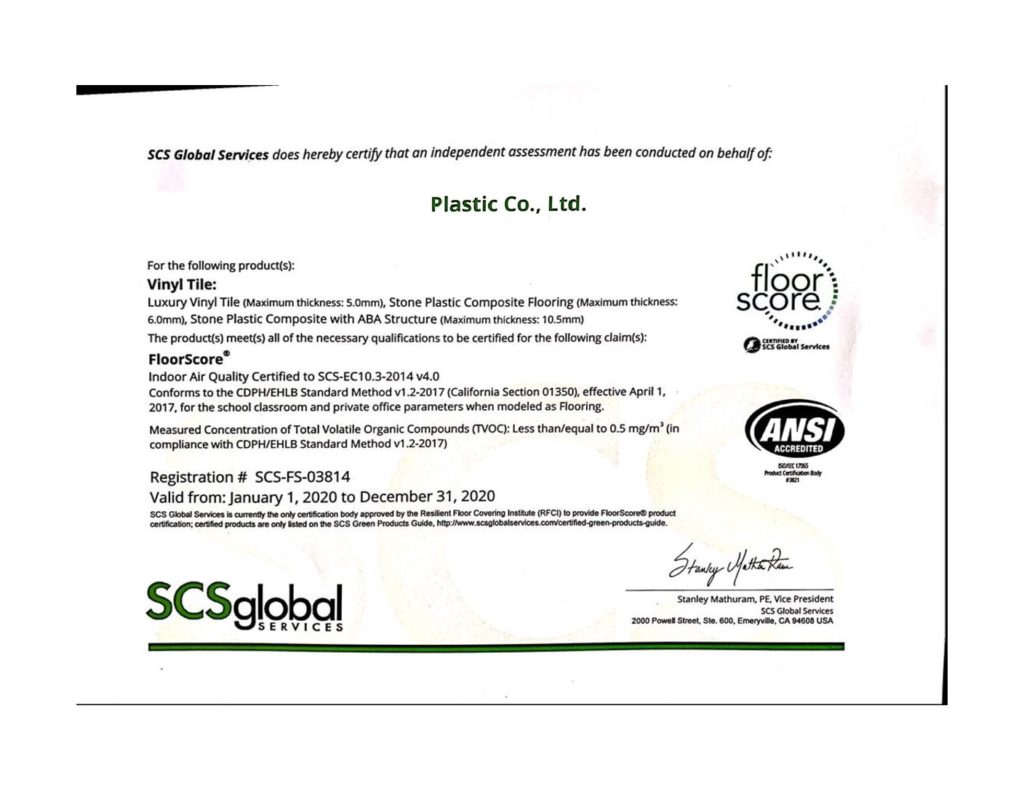 FloorScore® Certificates | Axiscor | Performance Flooring